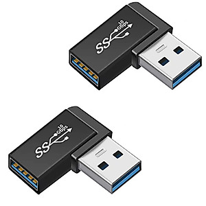 SZMXUCK 90 Degree Right Angle USB 3.0 Male/Female Extension Adapter for Connecting USB Flash Drives, Portable Hard Drives, Wireless Network Cards, Mouse, Keyboard, Camera and More -2 Pack