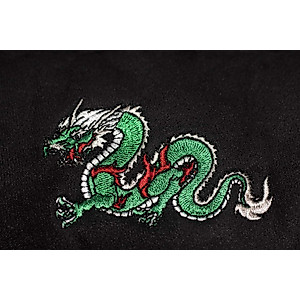 Large Dice Bag with Pockets – Embroidered Green Dragon DND Dice Bag | Green Satin Interior Lining | Man-Handles 150+ Dice