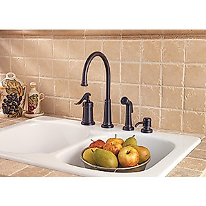 Pfister Ashfield Kitchen Faucet with Side Sprayer and Soap Dispenser, Single Handle, High Arc, Tuscan Bronze Finish, LG264YPY