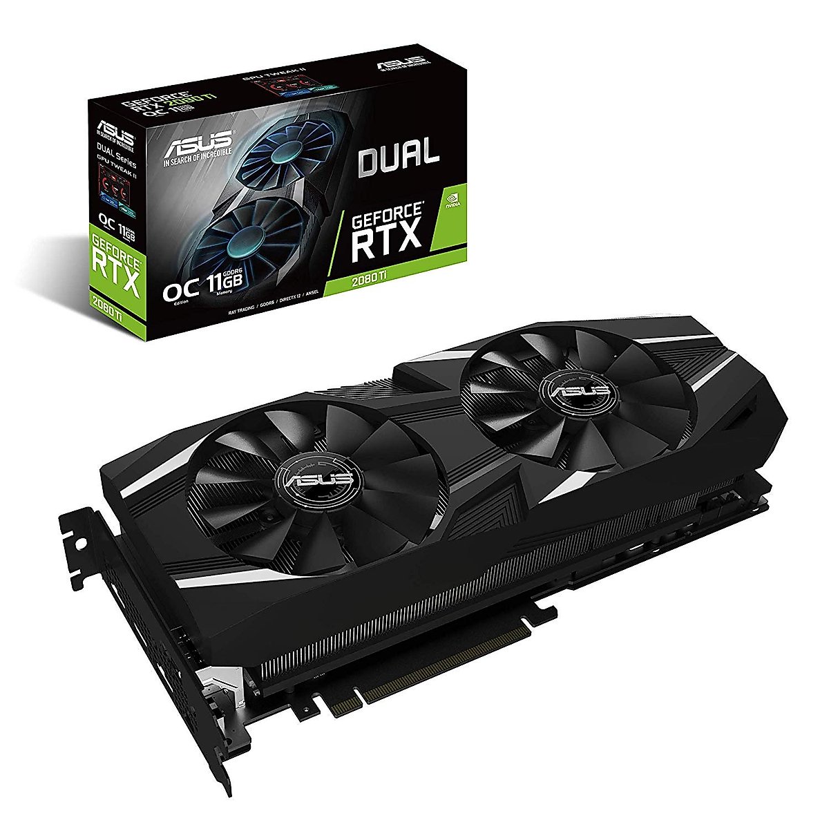 ASUS GeForce® RTX 2080 Ti O11G Dual-fan OC Edition GDDR6 HDMI DP 1.4 USB Type-C graphics card (DUAL-RTX2080TI-O11G)