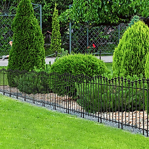 OUSHENG 10 Pack Decorative Garden Fence, Total 10ft(L) x 24in(H) Animal Barrier Border, Rustproof Metal Wire Section Edging Fencing Panel for Outdoor Patio Garden Yard