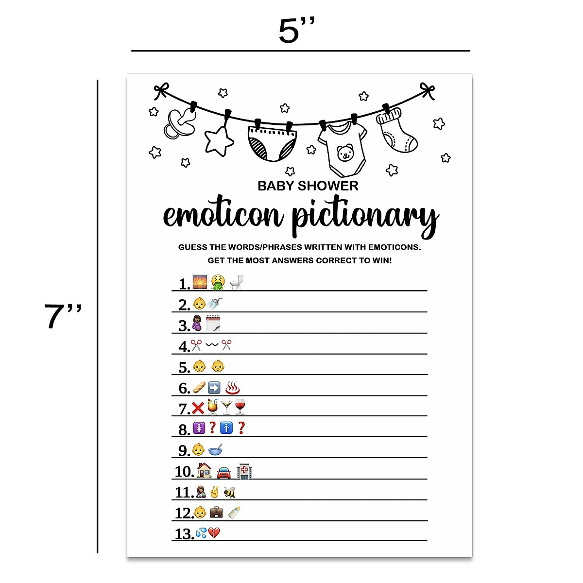 Baby Shower Game Cards, Fun Guessing Game Girls Boys Babies Gender Neutral Ideas Shower Party, Baby Shower Ideas, Party Activities Ideas Supplies, 30 Game Cards Included