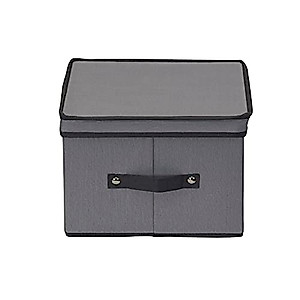 Household Essentials Dinner Plate Storage Box, Strong Frame and Handles, Windowed Panel, Fully Removable Lid, Stackable and Foldable, Perfect for Preserving Your Dinnerware, Gray