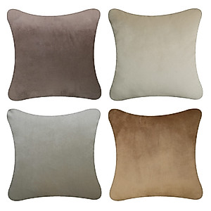 MEKAJUS Throw Pillow Covers 18x18 Set of 4 Decorative Pillow Covers Soft Velvet Pillow Covers Couch Pillows for Living Room Sofa Car Home Decor (Brown/Beige)