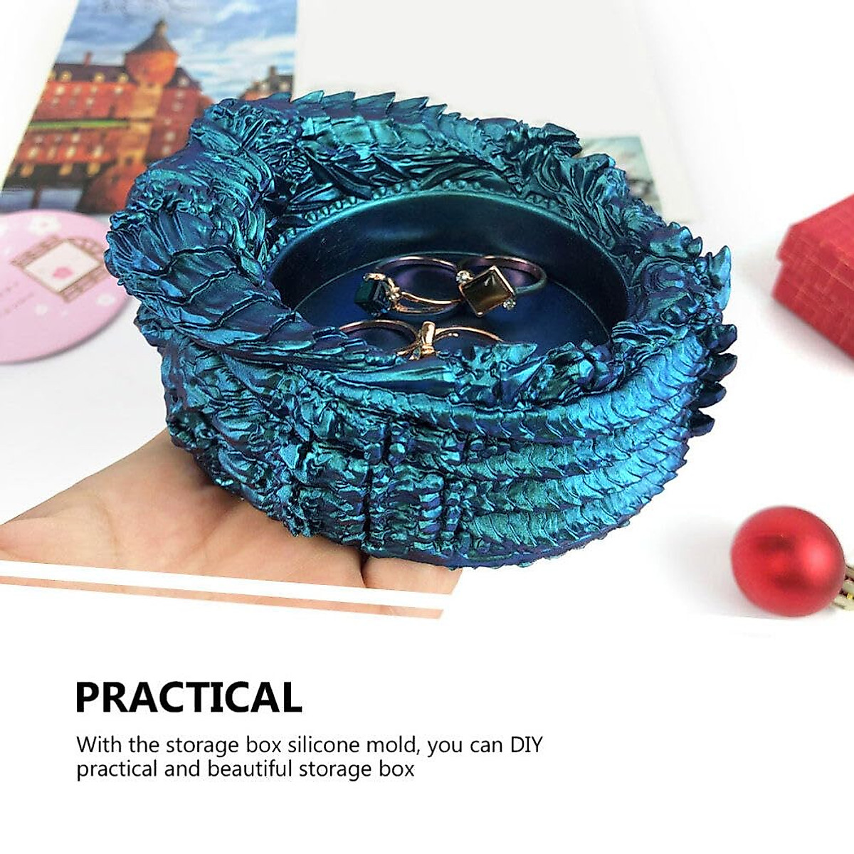 ABOOFAN Box Decor Silicone Mold Jewelry Tray Mold Container Casting Mould Plate Mold Multi-Functional Mold DIY Mold Home Accessory Delicate Mold Multifunction Cake Mold White