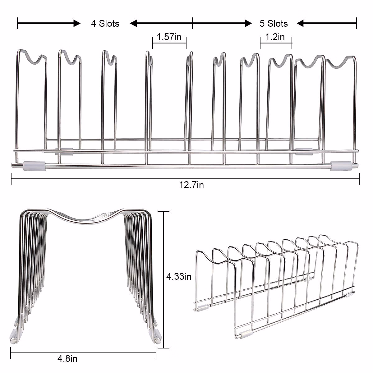FLSEPAMB Pot Lid Organizer Pan Lid Organizer Kitchen Pot Lid Rack Suitable for Bakeware Dish Plate, Cutting Boards, Pots & Pans, Serving Trays, Reusable Holder (2 Pack)
