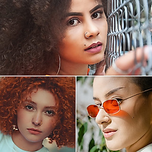 MILACOLATO 6PCS G23 Titanium Nose Rings Hoops 18G C-Shape Fake Nose Ring Disc Hypoallergenic Lip Nostril Body Piercing Jewelry Rings for Women Men, 8mm