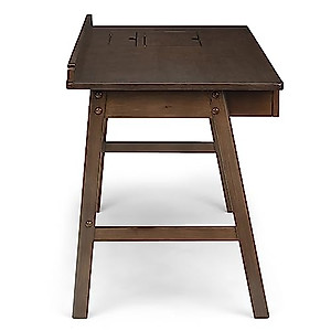 SIMPLIHOME Rylie SOLID WOOD 60 inch Wide Home Office Desk, Writing Table, Workstation, Study Table Furniture in Natural Aged Brown with 3 Drawers