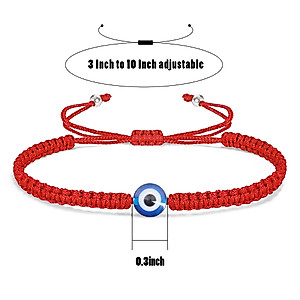 VIBILIA 2 Pcs Evil Eye Bracelets for Women Men Handmade Braided Kabbalah Good Luck Bracelet Rope Cord Thread Friendship Bracelet Adjustable String Minimalist Jewelry - Red & Black
