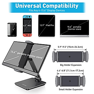 AboveTEK Business Kiosk Aluminum Tablet iPad Stand, 360° Swivel Tablet & Phone Holders for Any 4"-15.6" Display Tablets/Cell Phones/Portable Monitor, Sturdy for Store POS Office (Grey)
