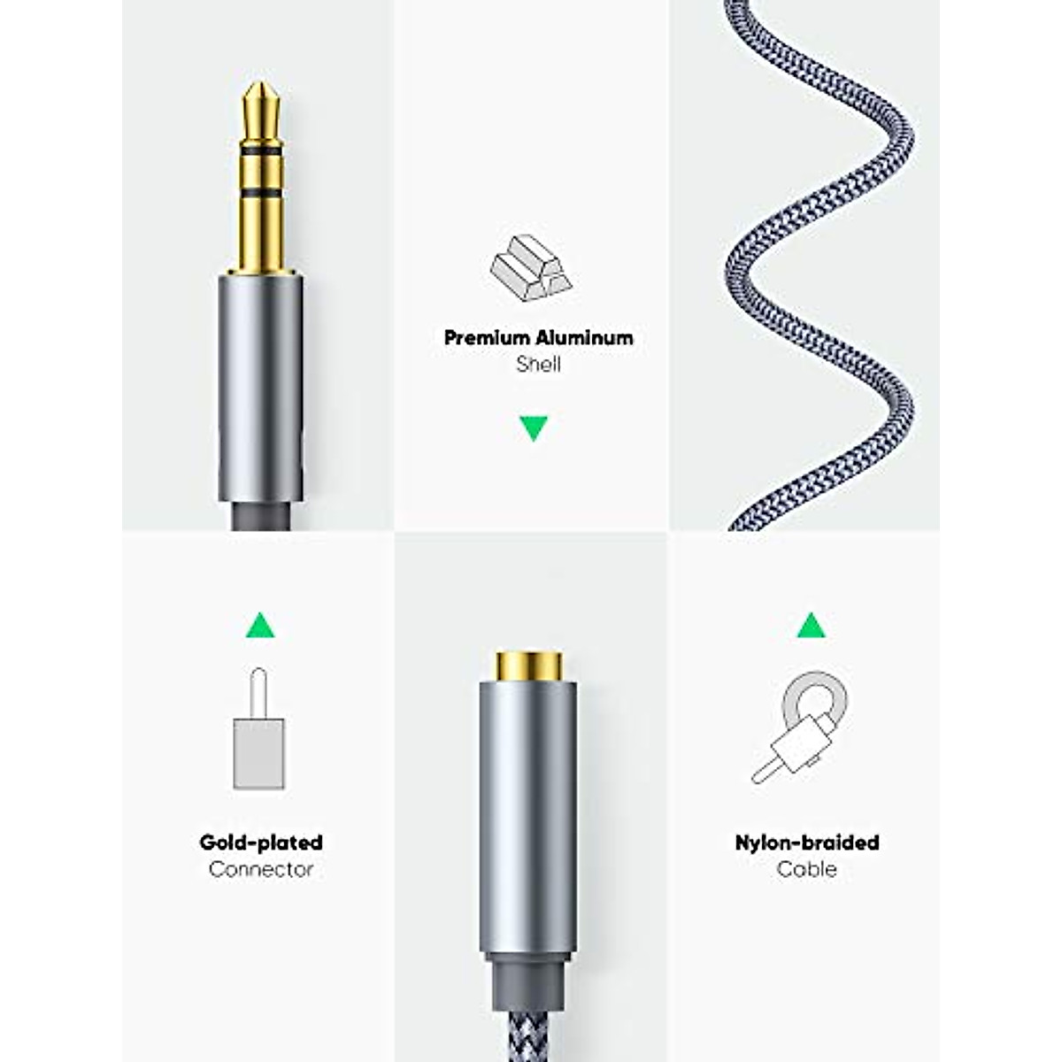 oldboytech 2 Pack Headphone Extension Cable, 3.5mm Extension [6.6ft/2M, Hi-Fi] Nylon-Braided Male to Female AUX Extension Cord Compatible with iPad iPod Speaker Smartphone Tablets & More