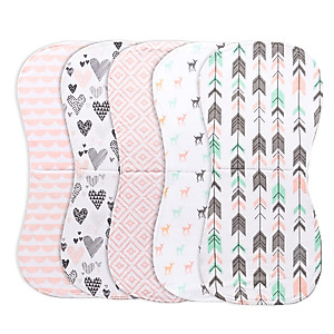 Little Tots Burp Cloths 100% Cotton Baby Burp Set, Absorbent & Soft Burping Cloth Newborn Towel for Newborns & Babies Boys & Girls Unisex 5 Pack (Full of Love)