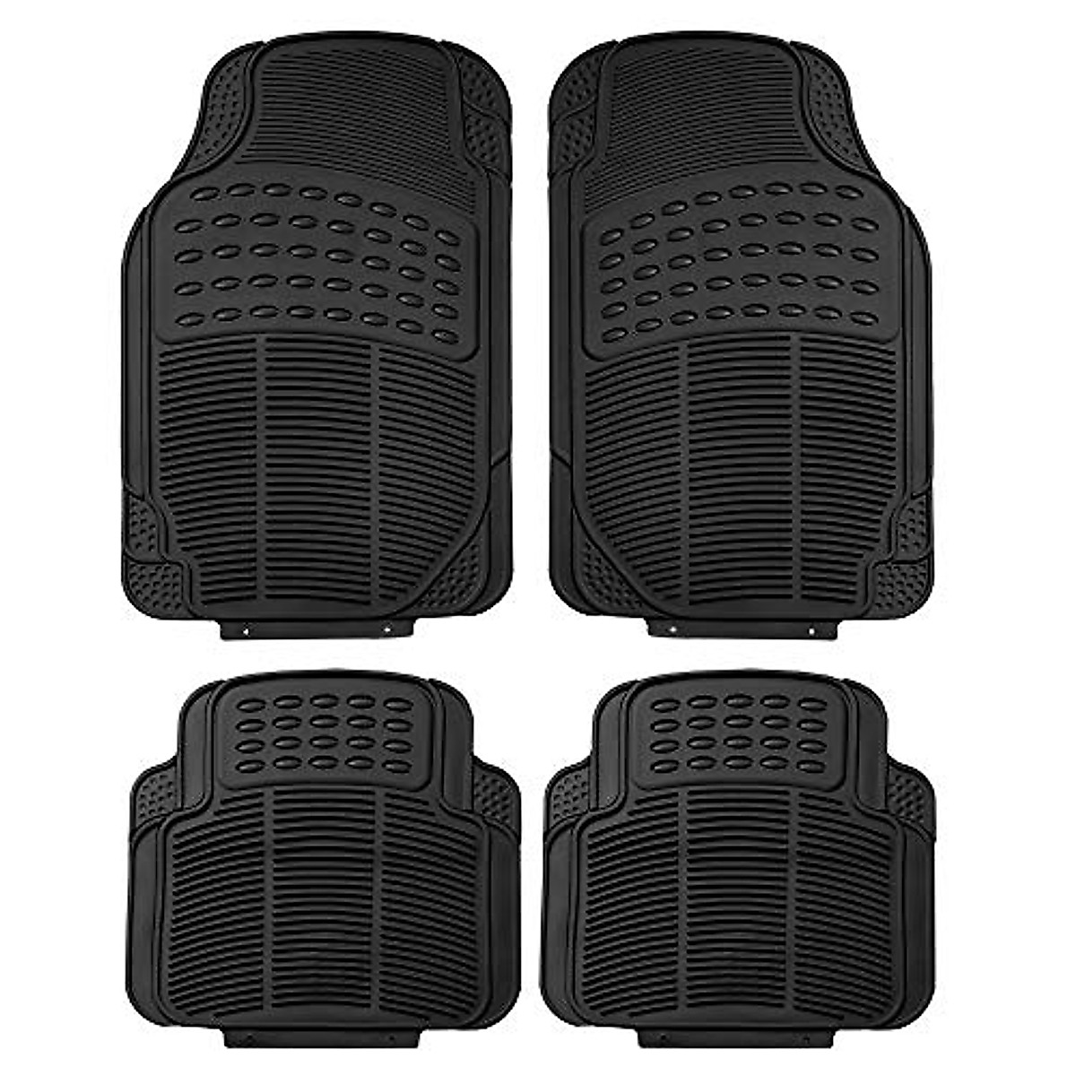 FH Group Automotive Floor Mats - Heavy-Duty Rubber Floor Mats for Cars, Universal Fit Full Set, ClimaProof Floor Mats, Trimmable Floor Mats For Most Sedan, SUV, Truck Floor Mats Black