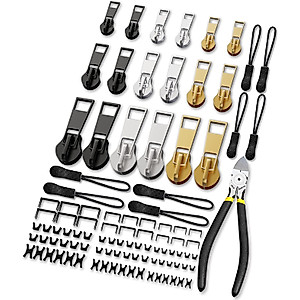Zipper Repair Kit, Upgraded Zipper Replacement Slider Kit (99 PCS), Include Zipper Pull Replacement, Instant Zipper Plier, Easy Install, Zipper Fix Kit for Jacket Backpack Luggage (3 Sizes: #3, 5, 8)
