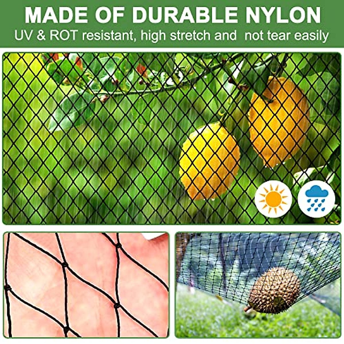 Bird Netting - 50’ x 50’ Poultry Netting with 2.4” Square Mesh for Chicken Coop, Bird Netting for Garden Protection, Heavy Duty Nylon Garden Mesh Netting for Fruit Tree Against Aviary, Deer, Squirrel