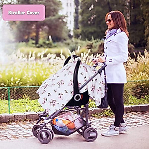 Carseat Canopy and Nursing Cover for Breastfeeding Cool/Warm Weather Infant Car Seat Cover Winter Baby Gifts for Newborn Floral for Boys Girls (Flower/Pink)