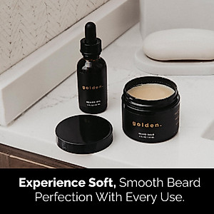Golden Grooming Beard Oil & Balm Bundle for Men – Natural Growth Kit with Shea Butter – Tame, Moisturize & Style Your Beard (1 Pack)
