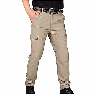 VALSEEL Men's Waterproof Cargo Pants Outdoor Tactical Pant Lightweight Military Combat Work Hiking Pants Sport Trousers Khaki Pants Mens Cargo Pants Para Hombre