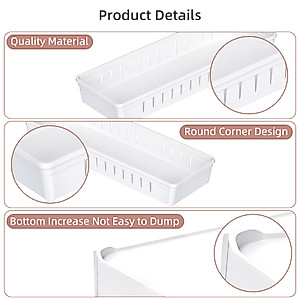 Pluspace 6 PCS Drawer Organizer Set, Bathroom Vanity Drawer Organizer Trays with Dividers Adjustable, Versatile Storage Bins for Makeup Plastic Desk Drawer Organizer for Closet Kitchen Utensil