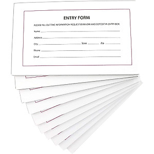 1000 Entry Forms - 10 Pads with 100 Sheets Per Pad - Entry Cards for Contests, Raffles, Ballots, Drawings, 6.2 x 3.7 Inches