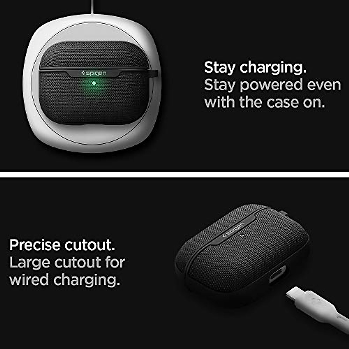 Spigen Urban Fit Designed for Airpods Pro Case Cover with Key Chain, Fabric Case for Airpods Pro - Black