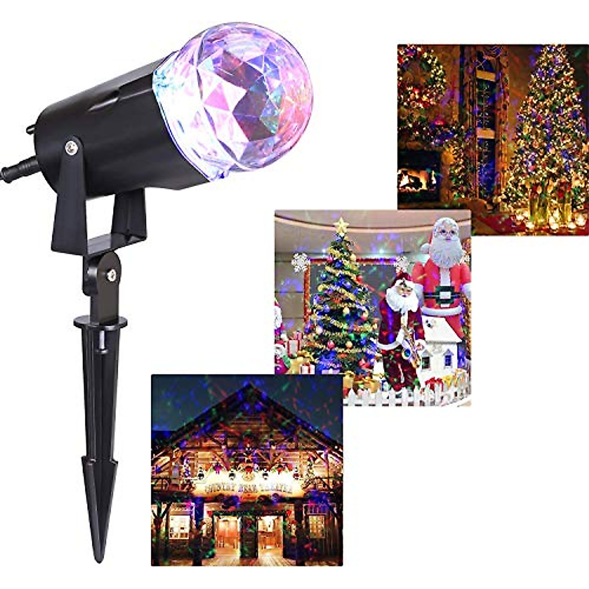 LEDGOO Rotating LED Projector Light, Waterproof Magical Spotlight for Indoor Outdoor Christmas Festival Decorations for Home, Garden, Landscape (White&RGB-Flame) …
