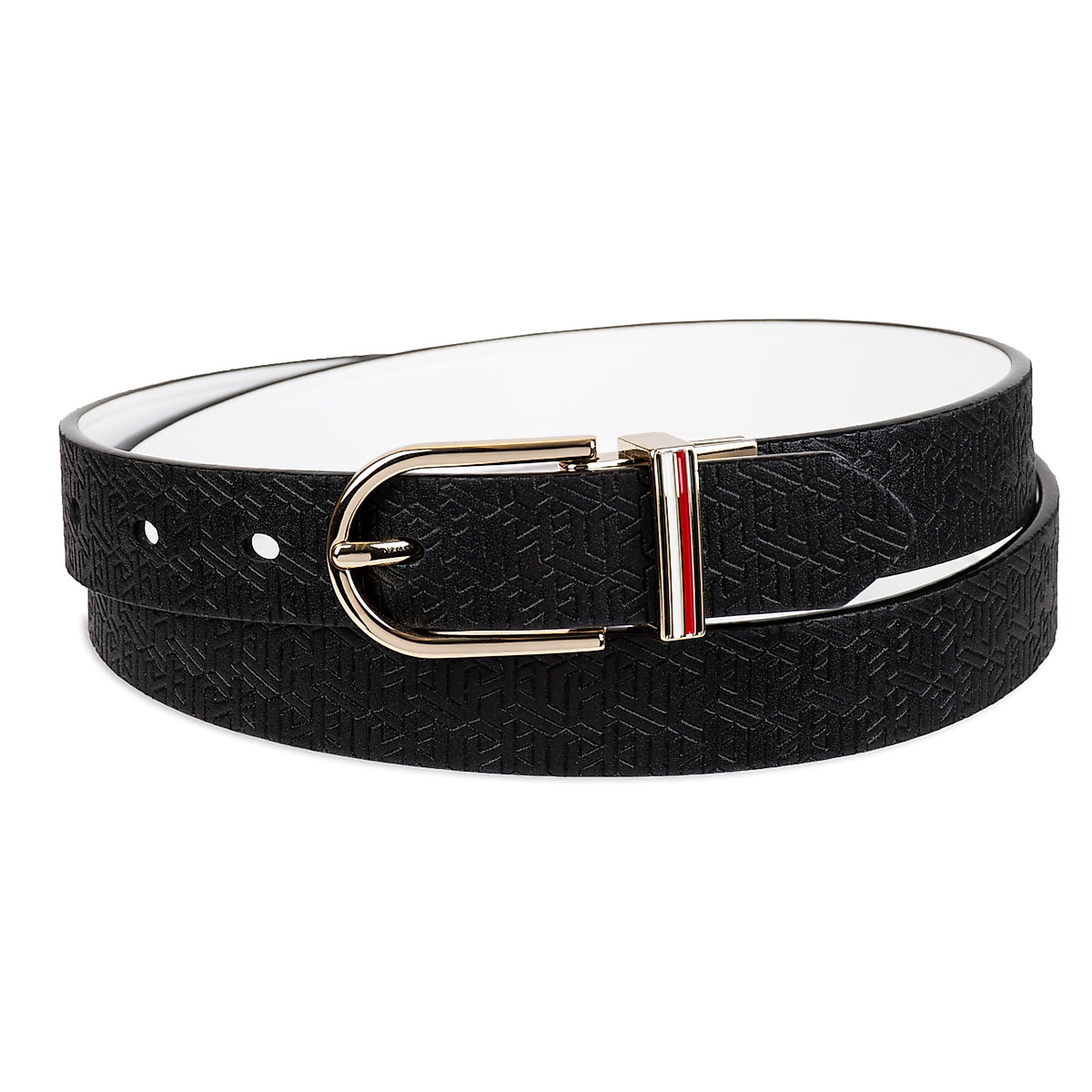 Tommy Hilfiger Women's Two-in-One Reversible Casual Belt for Jeans, Trousers and Dresses, White/Black, Medium