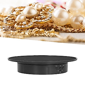 Yctze Motorized Rotating Display Stand, 200mm Motorized Rotating Display Stand Bracket 3 Speed USB Powered Jewelry Electric Rotating Turntable (【Black 200MM Suede English Version】)