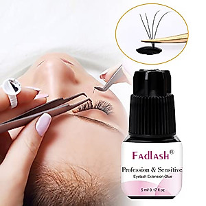 Eyelash Extension Glue FADLASH Extra Strong Lash Glue 5ml 1S Dry Time 8 Weeks Retention Lash Extension Glue Maximum Bonding Power Professional Use Only (Never for DIY/Cluster Lashes)