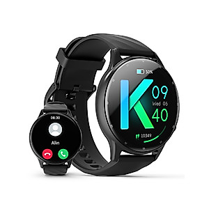 Kumi Smart Watch for Men Women, 1.39" Smartwatch for Android & iOS, Answer/Make Call, Voice Assistant, IP68 Waterproof Fitness Activity Tracker, 100+ Sport Modes, Heart Rate and Sleep Monitor, Black