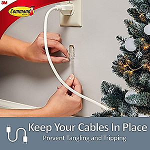 Command Clear Cable Clips - Plastic Adhesive Cord Clips for String Lights, Christmas Decorations, Wall, Office or Home Wires, 20 3M Clear Hooks, 24 Adhesive Strips and Wholesalehome Hook Torpedo Level