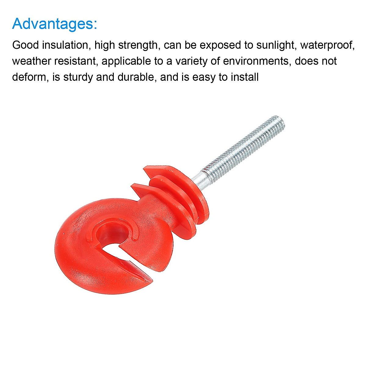 PATIKIL Electric Fence Insulator Screw-in Ring Insulator 25pcs Wood Post Insulator Red for Farm Fencing Power Grid System with Nut