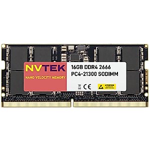 NVTEK 16GB (1X16GB) DDR4 2666MHZ PC4-21300 SODIMM 2Rx8 1.2V CL19 260-PIN Non-ECC Laptop PC Computer Memory
