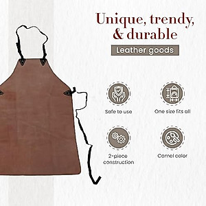 Style n Craft Welder’s Apron, Heavy-Duty Suede Leather Apron, Apron for Men and Women, Welding Accessories, Camel Color (81201)