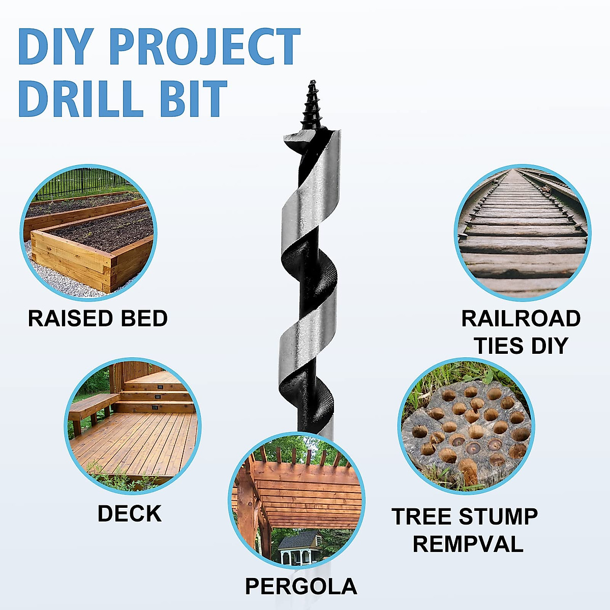 Masendelk Ship Auger Drill Bit 13 x 300mm (Slightly Larger Than 1/2 x 12 Inch), Wood Auger Bit with 11mm Hex Shank
