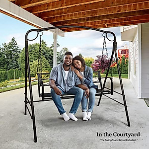 VINGLI Upgraded Metal Patio Porch Swing, 660 LBS Weight Capacity Steel Porch Swing Chair for Outdoors, Heavy Duty Swing Chair, Bench Swing for Gardens & Yards (Black)