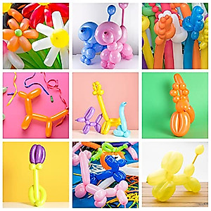 RUBFAC 260 Balloons, 450pcs Colorful Long Balloons with Pump, Premium Twisting Balloons Animals Magic Balloons for Birthday Wedding Party Supply