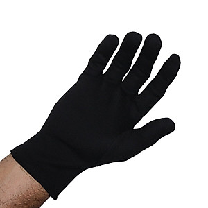1 Pair (2 Gloves) - Gloves Legend Black 100% Cotton Jewelry Coin Silver Parade Fashion Inspection Work Safety Gloves - Size Large
