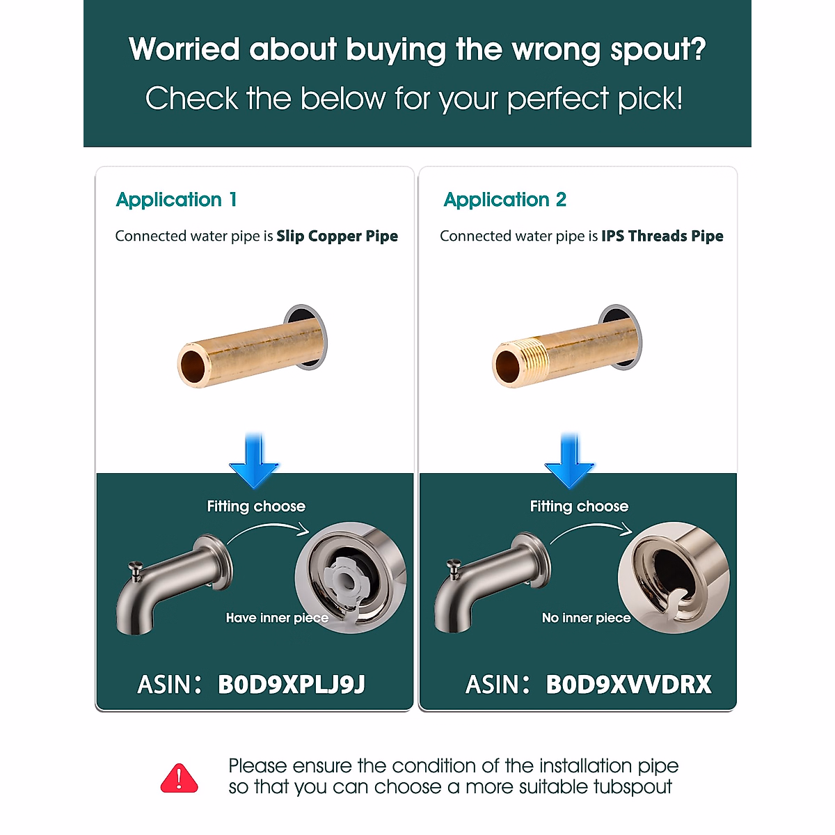 LOCALAND Slip-On Extra Long Tub Spout with Diverter, 1/2 Inch Slip Fit Connection,Brushed Nickel