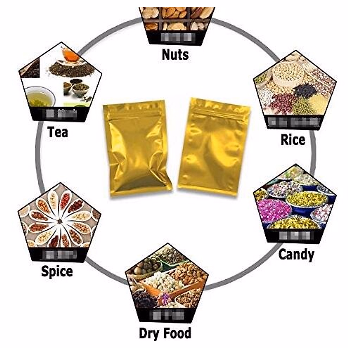 100pcs 3x4" Colorful Self Sealing Double-Sided Color Mylar Foil Flat Heat Sealable Bag Food Grade Storage Packing Pouch (White)