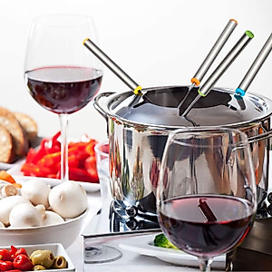 6PCS 9.5 Inch Fondue Forks Stainless Steel, Colored Coding Cheese Fondue Fork Fruit Fondue Forks, Chocolate Fondue Forks Set of 6, for Hot Pot, Barbecue, Fruits, Vegetables, Cheese, Marshmallows
