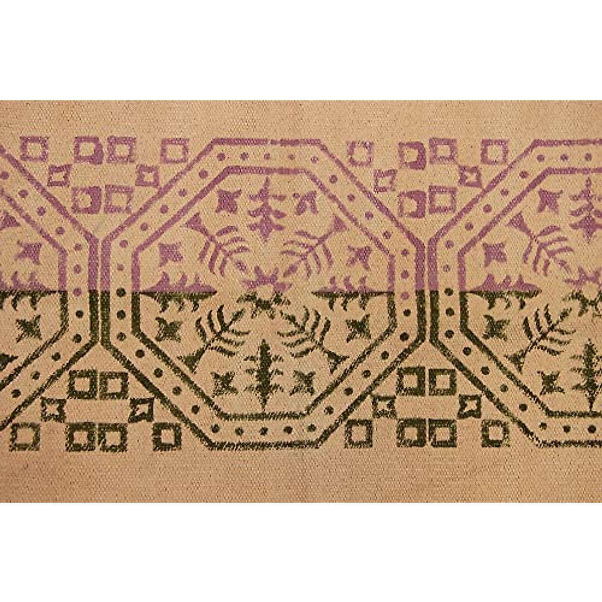 Casavani Hand Block Printed Rug Geometric Green & Pink Tassel Rug Boho Area Rug Easy Care Washable Rugs for Doormat Entryway Living Room Bedroom Hallway Balcony 4x10 Feet Runner