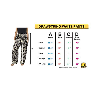 Lannaclothesdesign Women's Elephant Hippie Boho Yoga Harem Pants (XXL, Black)