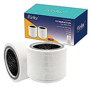 Flintar Core 200S True HEPA Replacement Filters, Compatible with LEVOIT Core 200S Smart WiFi Air Purifier, 3-Stage H13 True HEPA Filter Set, Core 200S-RF, 2-Pack