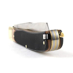 Old Timer 96OT Bearhead Trapper 7.4in Traditional Folding Pocket Knife with 2 High Carbon SS Blades, Sawcut Handle, Tweezers, and Convenient Size for EDC, Hunting, Camping, Whittling, and Outdoors