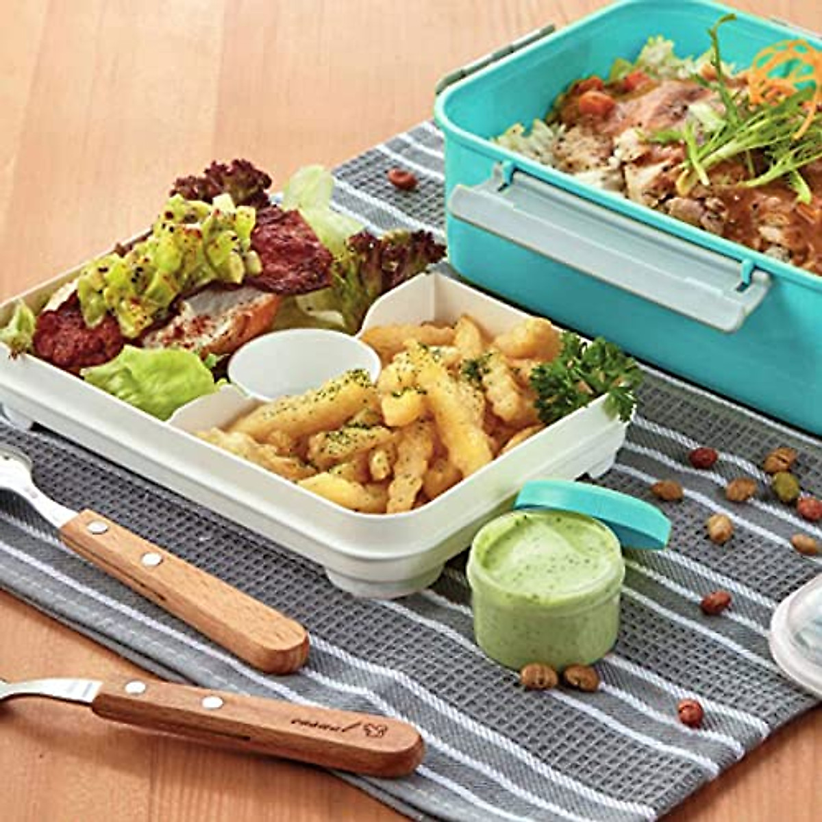 shopwithgreen 3 Pack Salad Food Storage Container To Go, 47 oz Bento Box with Removable Tray & Dressing Pots, for Lunch Salad Snacks Fruit, Food Prep Storage Containers with Lids