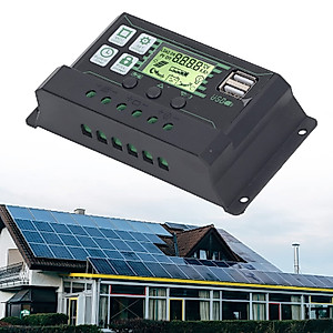 Hilitand Solar Controller, 100A 12V 24V Multi Function LCD Display Solar Panel Charger Controller for Open AGM Gel Batteries USB PV Panel Control