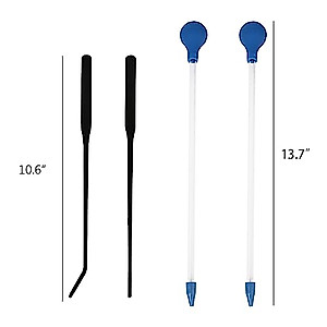 Aquarium Coral Feeder Long Tube Fish Tank Cleaner with Stainless Steel Straight and Curved Tweezers for Aquatic Plant Feeding Fish Tank Accessories (4 Pack)