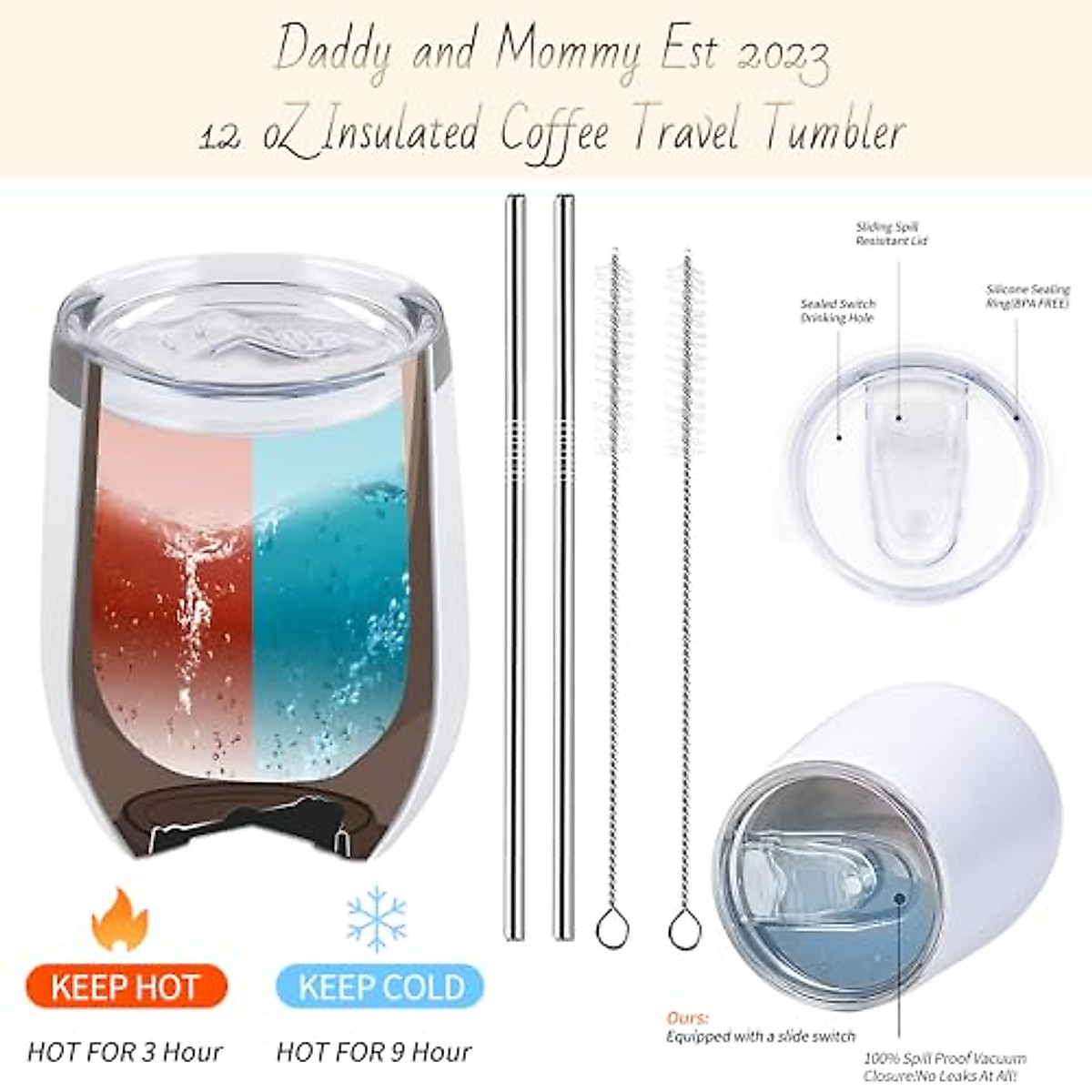 Pregnancy Gift Est 2022, First Time Mom Gifts for Women, New Parents Wine Tumbler Set Baby Onesie Socks Bib Decision Coin - Top Mom Dad Gift Set Idea for Baby Shower, Gender Reveal (7 pcs Set)