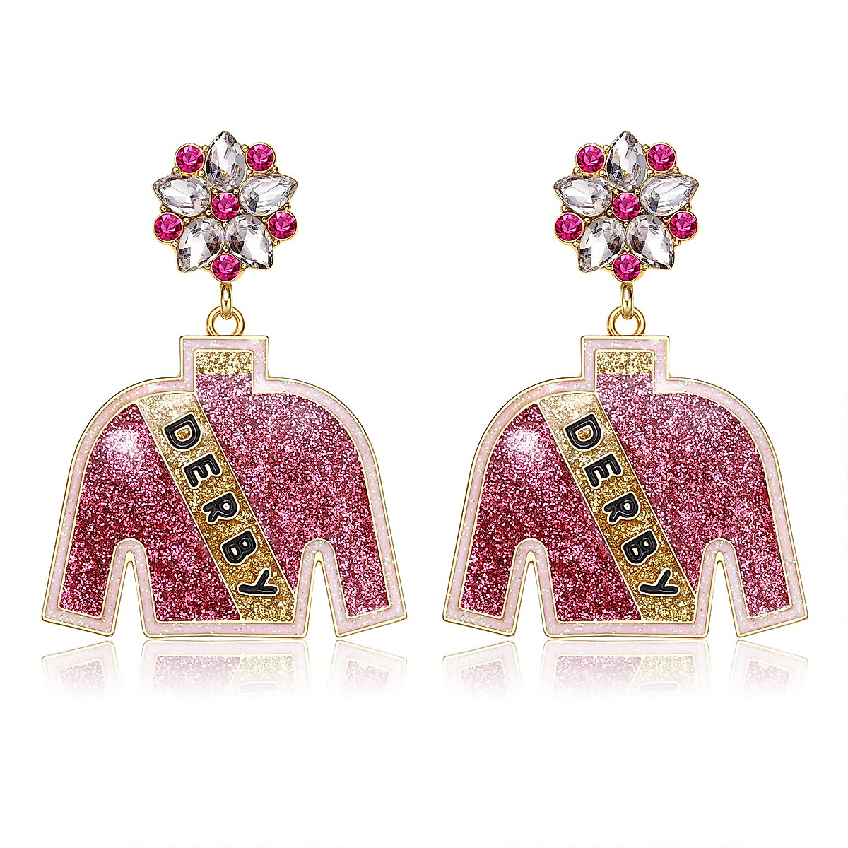 Derby Riding Suit Earrings Crystal Glitter Derby Earrings Kentucky Derby Race Horse Suit Drop Dangle Earrings for Women